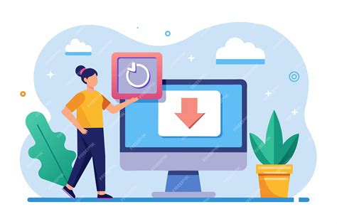 Premium Vector Person Standing In Front Of Computer Screen Download