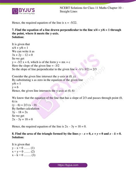 Ncert Solutions For Class 11 Maths Chapter 10 Straight Lines