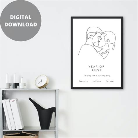 Gay Couple Line Art Print Homosexual Art Custom Print Couple Print