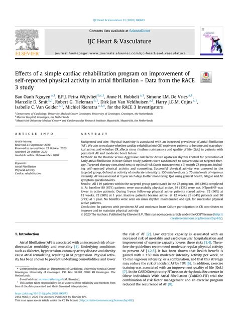 Pdf Effects Of A Simple Cardiac Rehabilitation Program On Improvement Of Self Reported