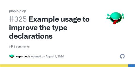 Example Usage To Improve The Type Declarations · Issue 325 · Plopjs