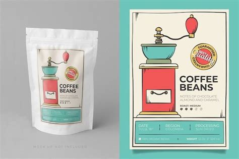손으로 그린 커피 라벨 포장 무료 벡터