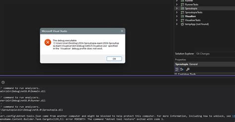 visualizer when run gives an error entelect forum