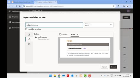 Example Environment Oracle Intelligent Advisor