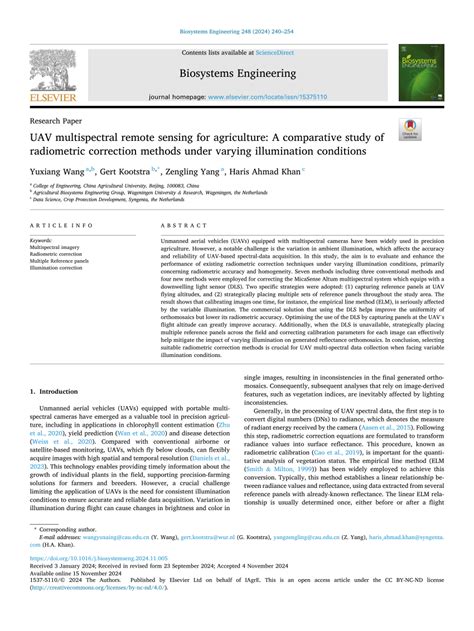 Pdf Uav Multispectral Remote Sensing For Agriculture A Comparative