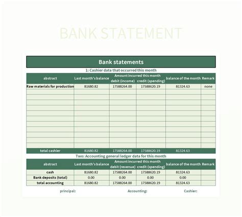 Excel Bank Statement Template