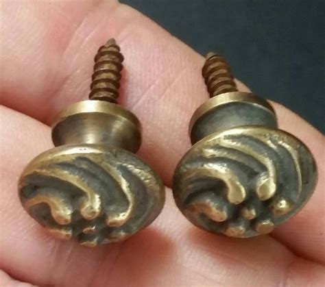 6 X Solid Brass Small Floral Embossed Stacking Barrister Bookcase 58dia Knobs Drawer Pulls K14