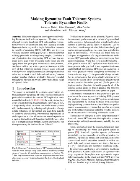 Pdf Making Byzantine Fault Tolerant Systems Tolerate Byzantine Faults