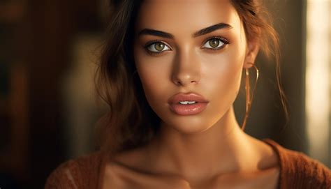 Premium Ai Image Beautiful Super Model Womans Face Fashion Photography Facing Camera