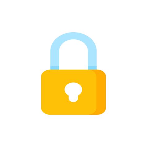 Yellow Padlock For Locking The Information On The Computer Data