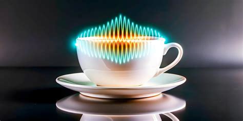 Flat Abstract Glowing Waveform Creating A Teacup Outline Concept As