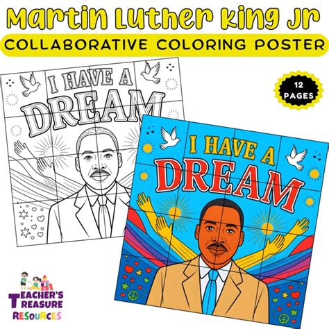 Martin Luther King Jr Collaborative Poster Mlk Day Coloring Activity