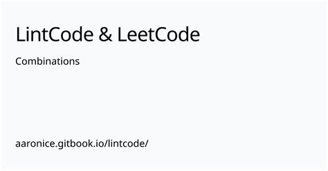 Combinations LintCode LeetCode