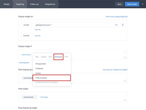 How To Set Up A Custom Html Targeting Condition Getsitecontrol