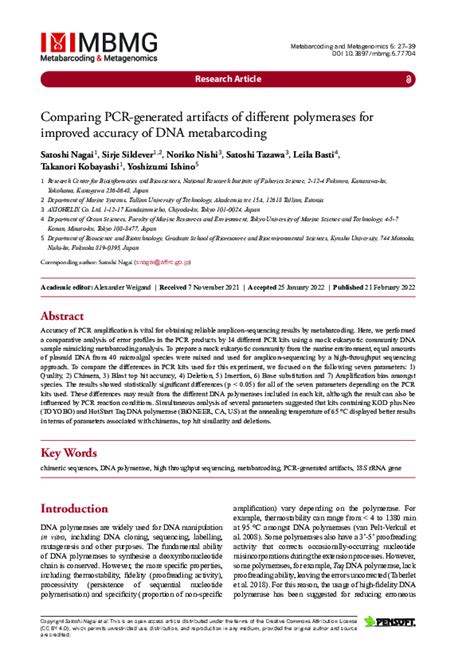 Pdf ﻿comparing Pcr Generated Artifacts Of Different Polymerases For