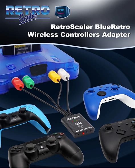 Blueretro Wireless Game Controller Adapter For Nintendo 64 Four Player