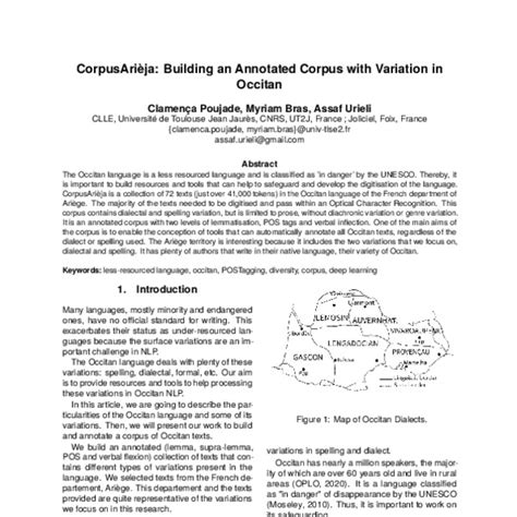 Corpusarièja Building An Annotated Corpus With Variation In Occitan