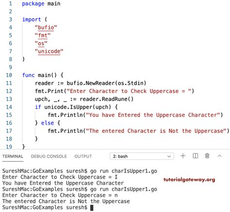 go program to check character is an uppercase
