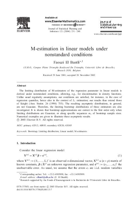 Pdf M Estimation In Linear Models Under Nonstandard Conditions Faouzi El Bantli