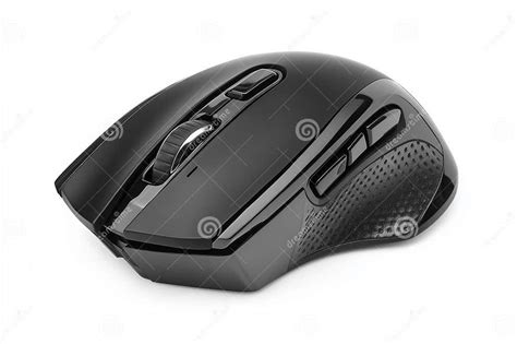 black computer mouse with scroll wheel on white background neural network ai generated stock