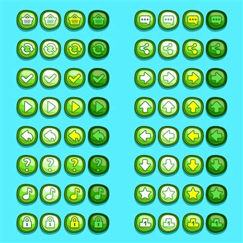 Mobile Game Ui Collection Of Icons And Buttons Vector Image