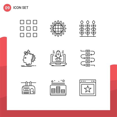 Set Of 9 Vector Outlines On Grid For Business Idea Vegetables Imagine Imagination Editable