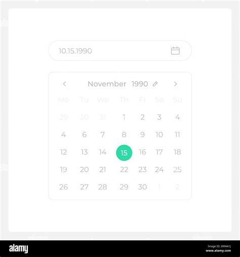 Calendar Date Selection Ui Element Template Stock Vector Image And Art