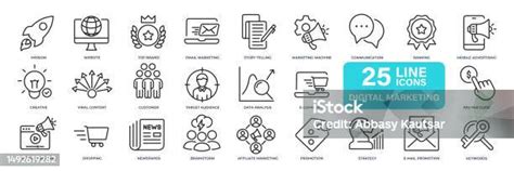 디지털 마케팅 가는 선 아이콘입니다 편집 가능한 획 웹사이트 마케팅 디자인 로고 앱 템플릿 Ui 등 벡터 그림입니다 Brand