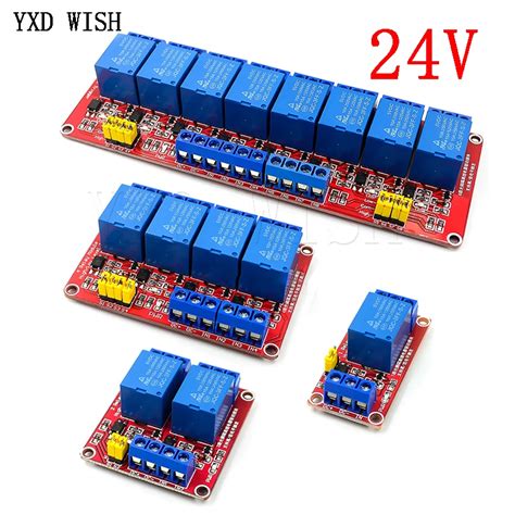1 2 4 8 채널 Dc 24 V 릴레이 모듈 옵토 커플러 포함 Arduino 24 V 릴레이 보드 용 하이 레벨 및 로우