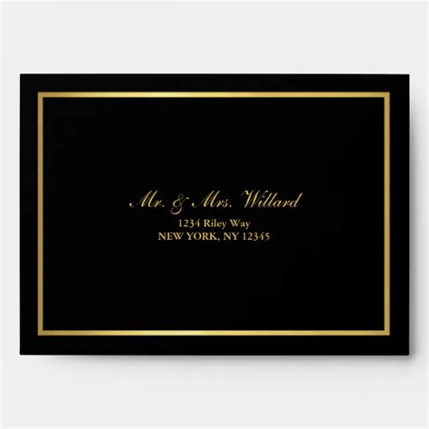 Classy Golden Custom Script Black Envelope Zazzle