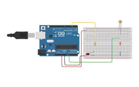 Circuit Design Blink External Led With Light Sensor Tinkercad