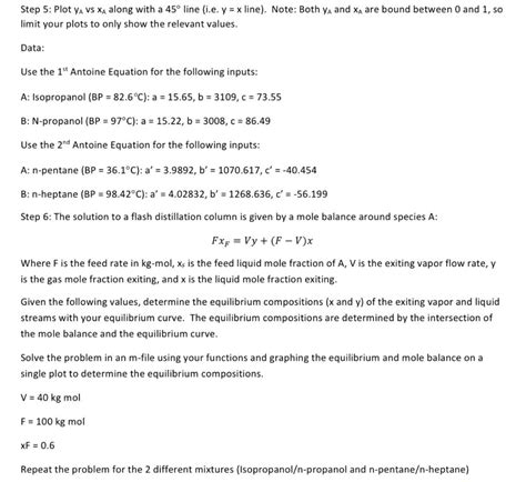 Vapor Liquid Equilibrium Write A Matlab Code That