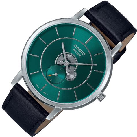 Mtp B130l 3avdf Đồng Hồ Casio Nam Dây Da Nền Mặt Màu Xanh Chống Nước Wr50m