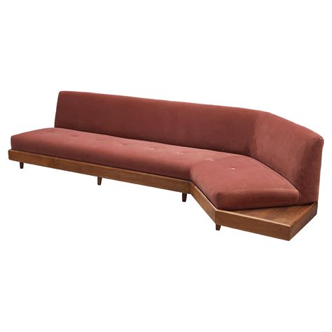 Adrian Pearsall 1800 S Boomerang Sofa In Walnut And Pink Velvet For
