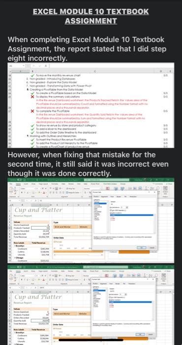 hello i have been struggling on this excel module 10