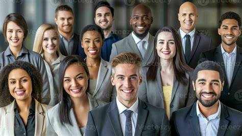 Ai Generative Smiling Diverse Business People Group Headshots Portraits