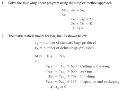 Solved Solve The Following Linear Program Using The Simplex