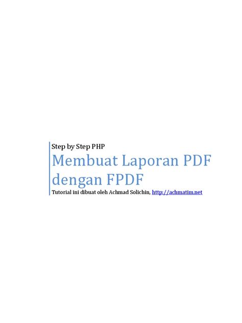 Step By Step Php Membuat Laporan Pdf Dengan Fpdf Pdf