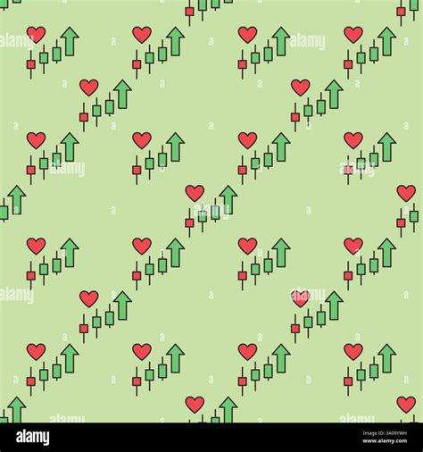 Red Heart And Rising Candlestick Chart Vector Market Engagement Concept