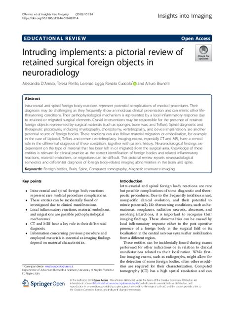 Pdf Intruding Implements A Pictorial Review Of Retained Surgical Foreign Objects In