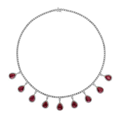 Pear Shape Ruby And Diamond Necklace Ses Creations
