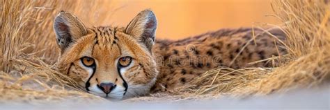 Serengeti National Park Tanzania Close Up Portrait Of A Serval Cat