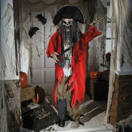 Haunted Hill Farm 6 Ft Skeleton Pirate Animatronic With Lights And
