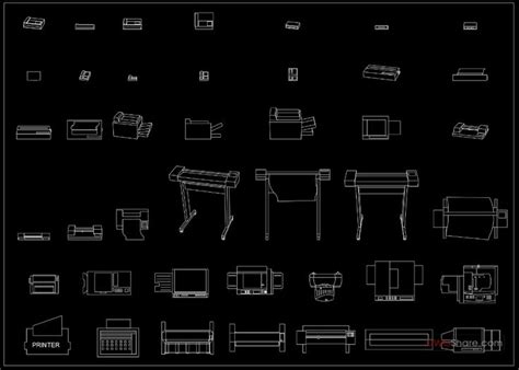 11 Printers Autocad Blocks Free Download
