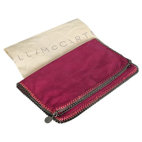 Stella Mccartney Pink Faux Leather Falabella Fold Over Clutch