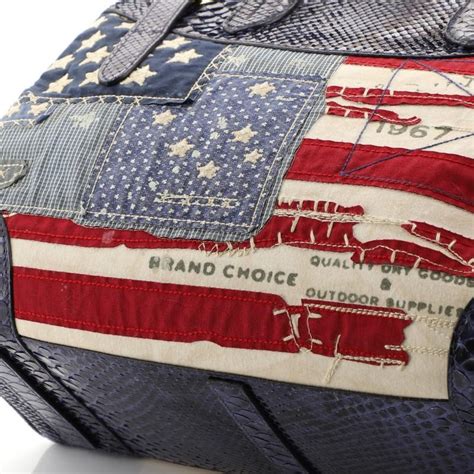 Ralph Lauren Collection American Flag Ricky Satchel Patchwork Canvas