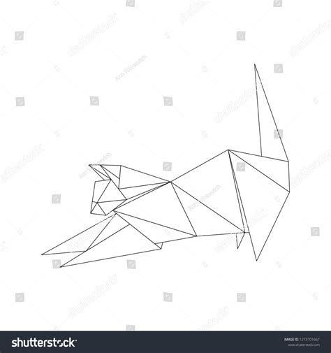 Cute Cat Vector Origami Flat Design Stock Vector Royalty Free Shutterstock