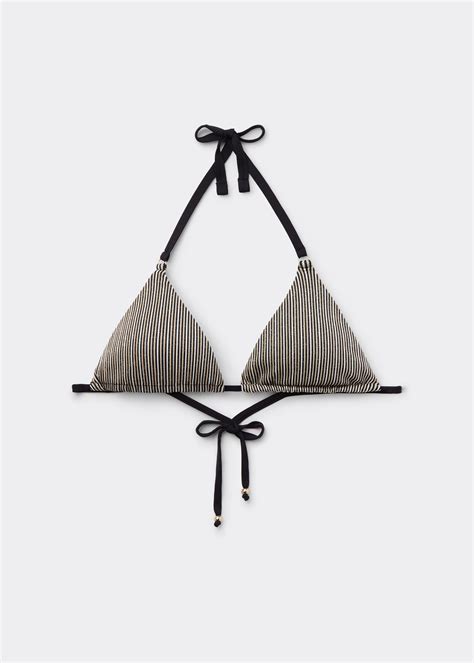 Triangle Bikini Top Golden Stripes Triangle Calzedonia