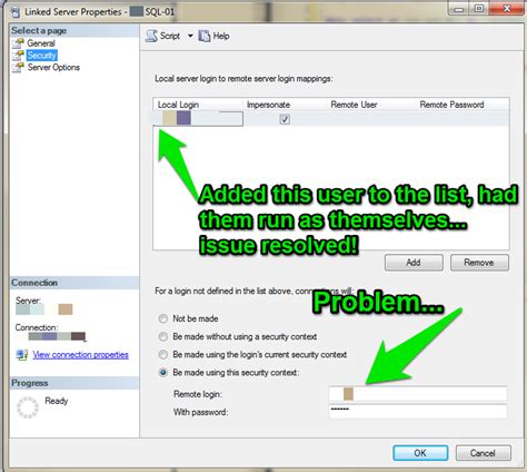 Sql Server Permissions For Splinkedserver Stack Overflow
