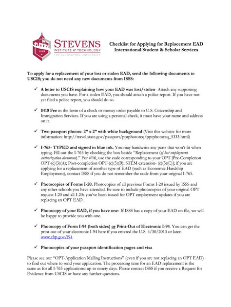 Ead Replacement Checklist Fill Online Printable Fillable Blank Pdffiller